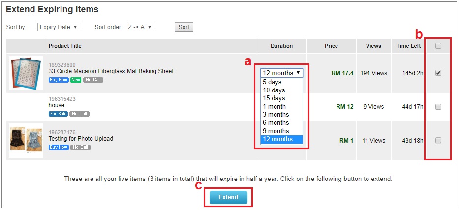 How to Extend Expiring Items? – Lelong.my Help